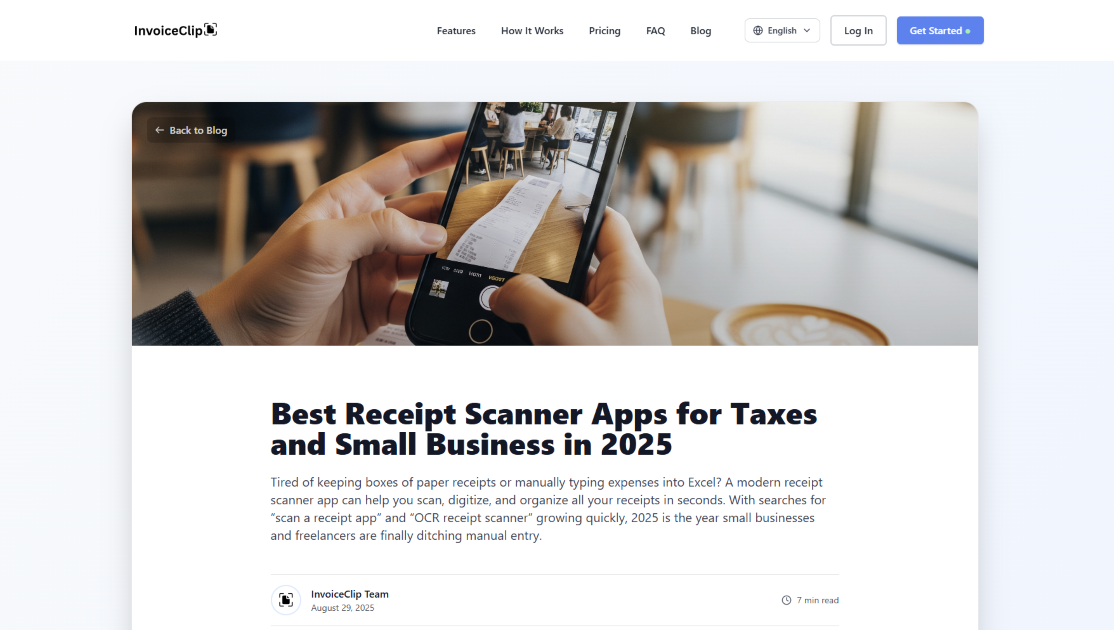 Best Receipt Scanner Apps for Taxes & Small Business (2025) | InvoiceClip